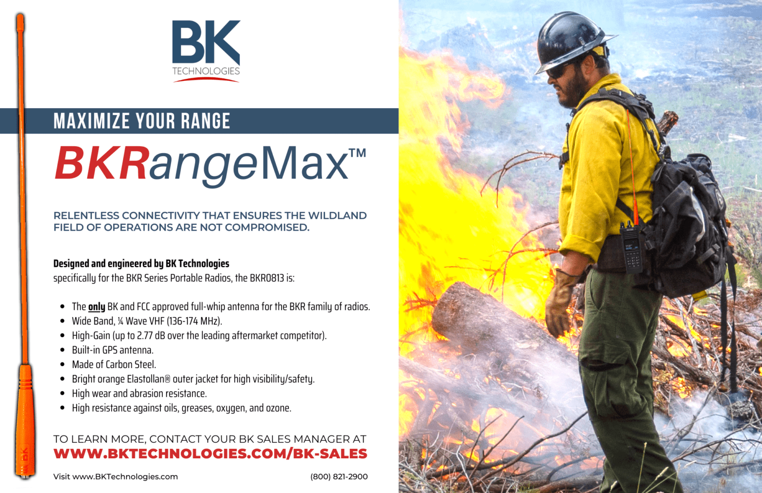 BKR0813 Long Range VHF/GPS Antenna BKR5000 - BK Fire Radios